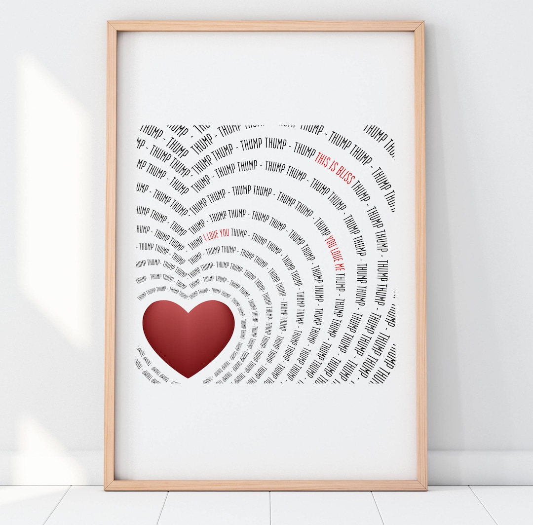Love Heart Typography Print Love in a Heart Beat Word Art - Etsy