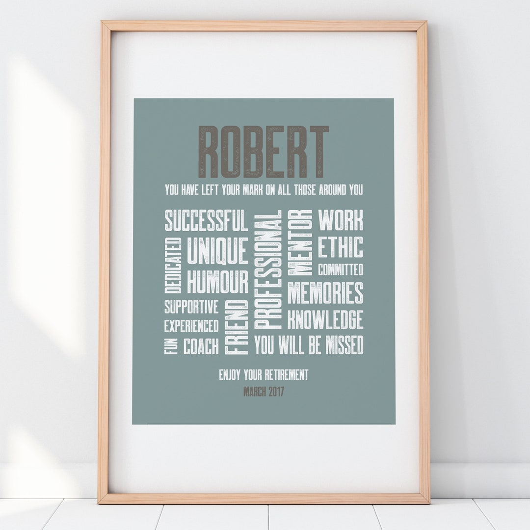 Retirement Print Retirement Gift Customized Retirement Typography 8x10 ...