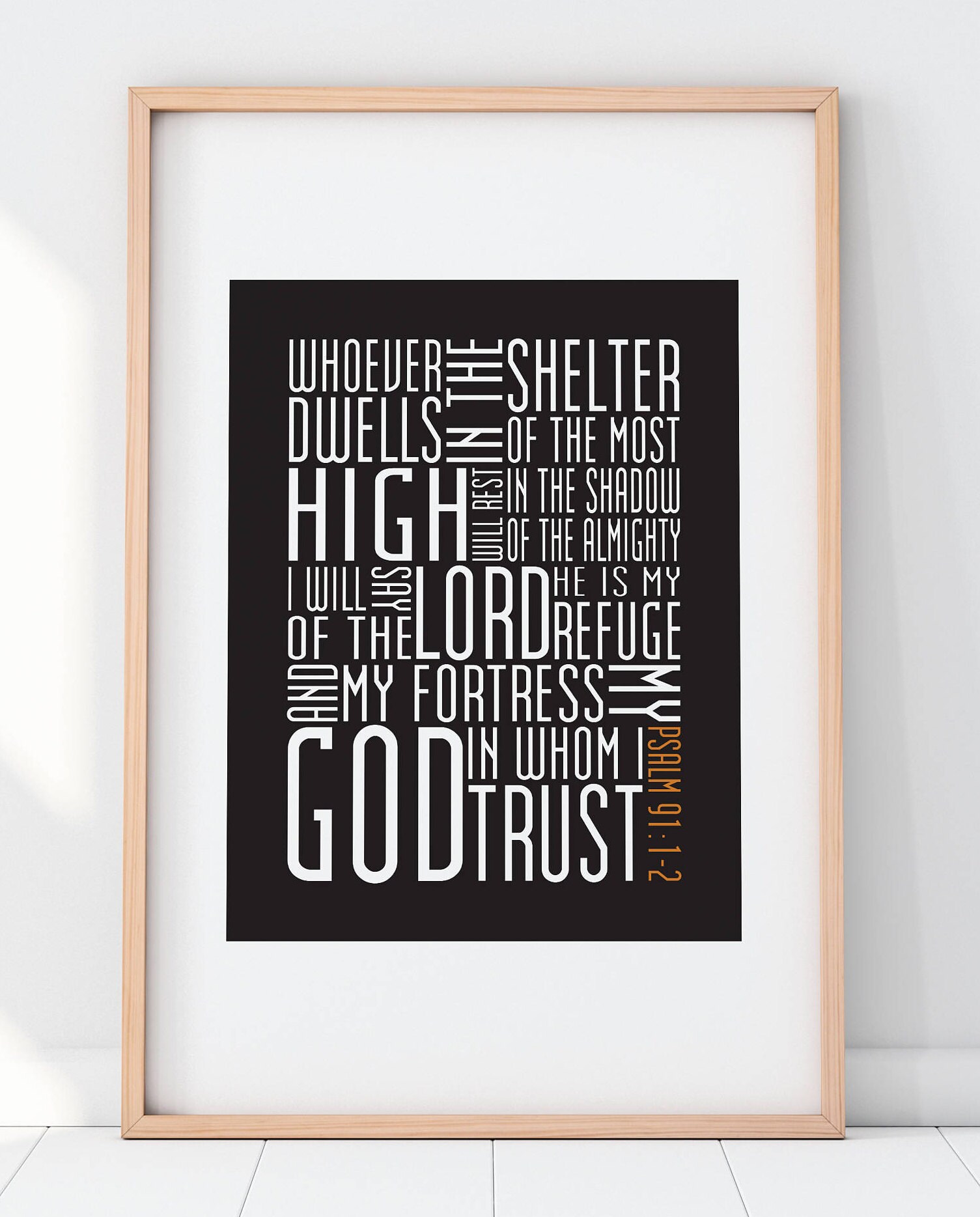 Psalm 91 Typography Print 8x10 Scripture Bible Verse Faith Word Art ...