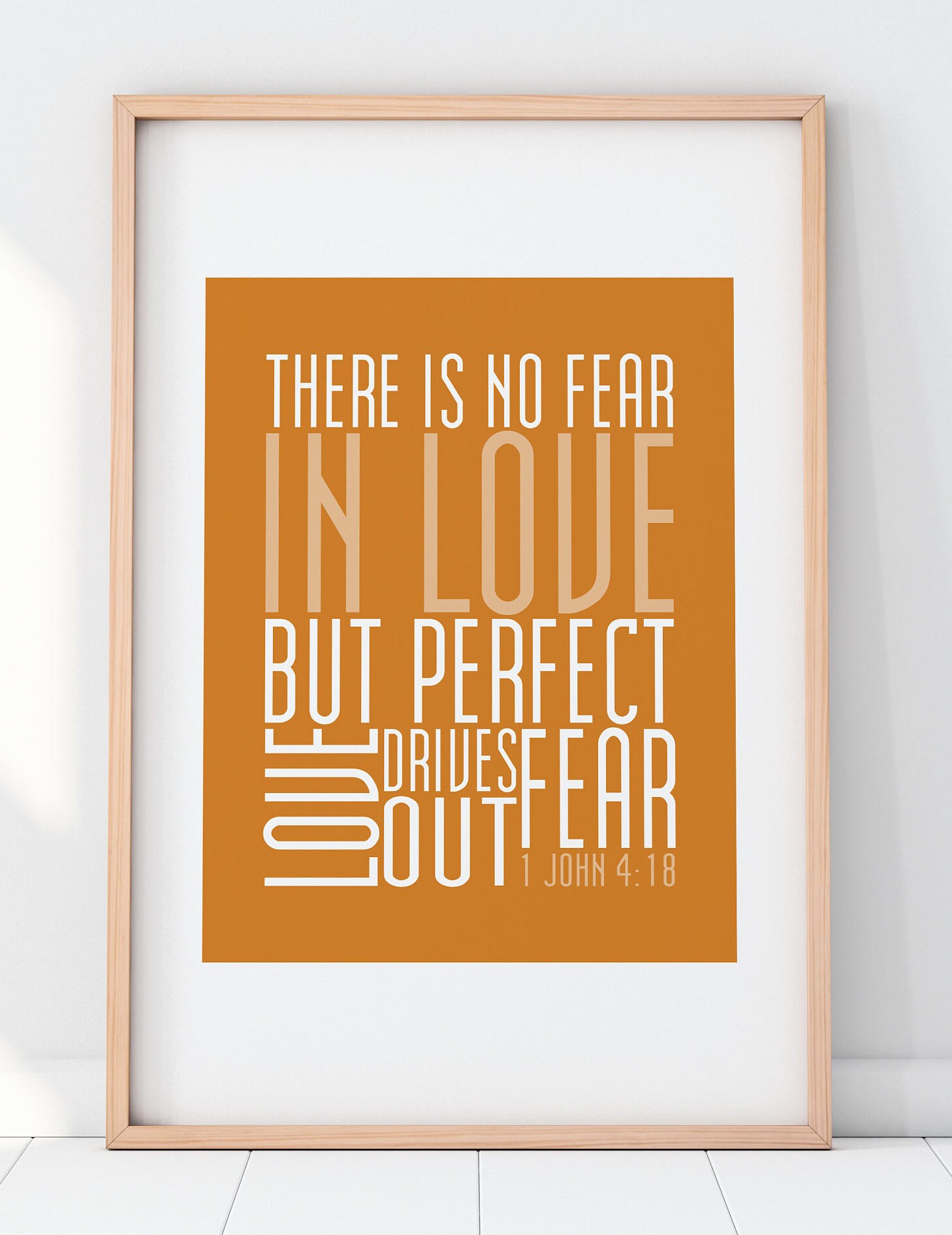 1 John 4:18 Typography Print 8x10 Scripture Bible Verse Faith Word Art ...