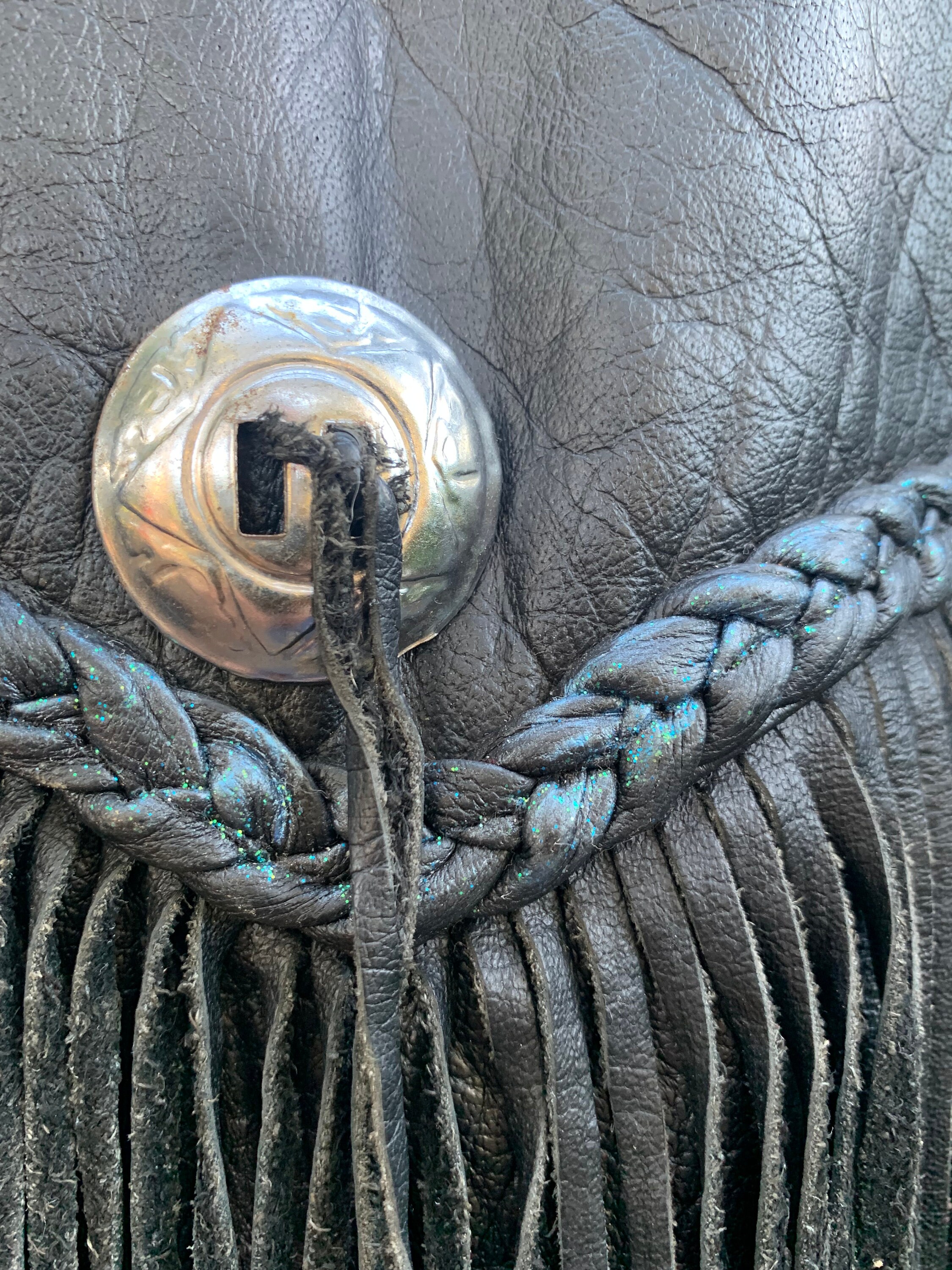 Blue Flame Fringe Vintage Biker Jacket Bomber Jacket Style Upcycled ...