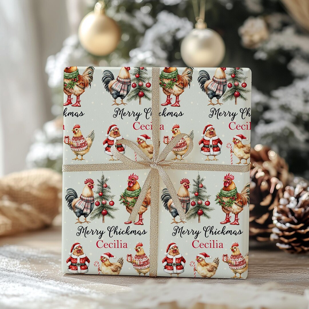 Personalized Chicken Wrapping Paper, Chicken Lover, Chicken Gift Wrap ...