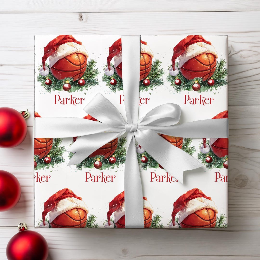 Personalized Basketball Christmas Wrapping Paper, Holiday Sport Gift ...