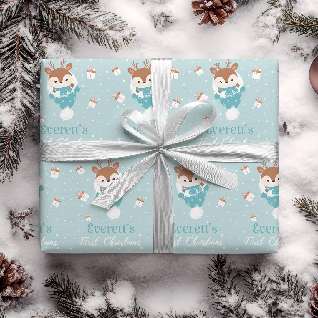 Personalized Baby's First Christmas Wrapping Paper, Gifts for Baby ...