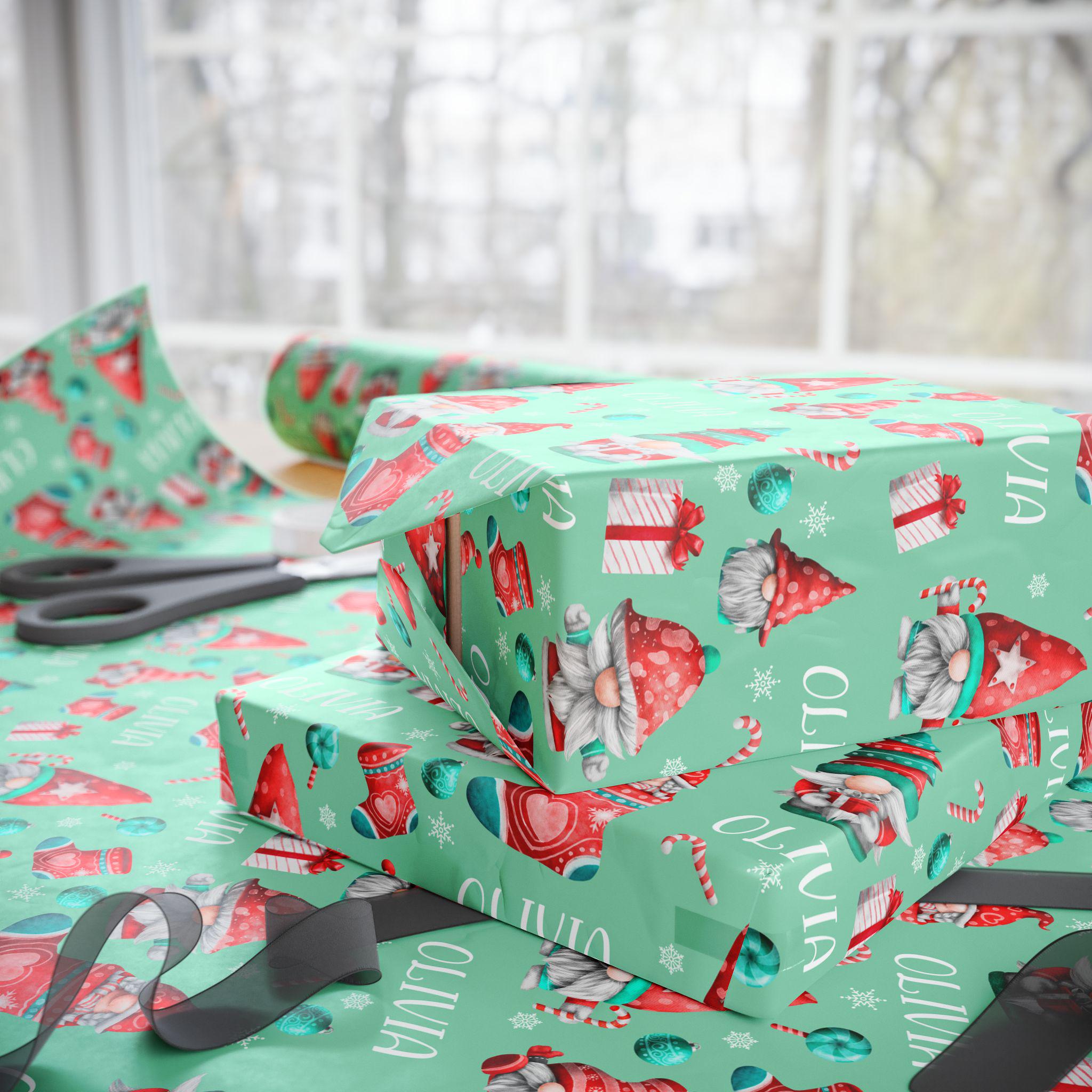 Personalized Gnome Wrapping Paper, Holiday Wrapping Paper, Custom ...