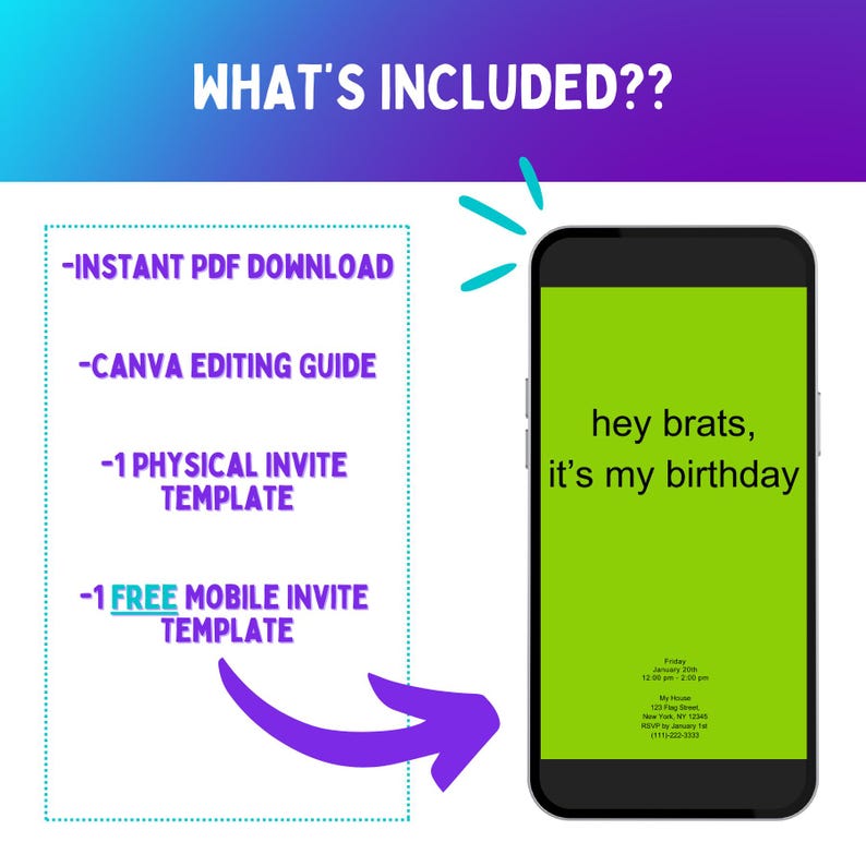 EDITABLE Brat Green Birthday Invitation, Brat Birthday Digital ...