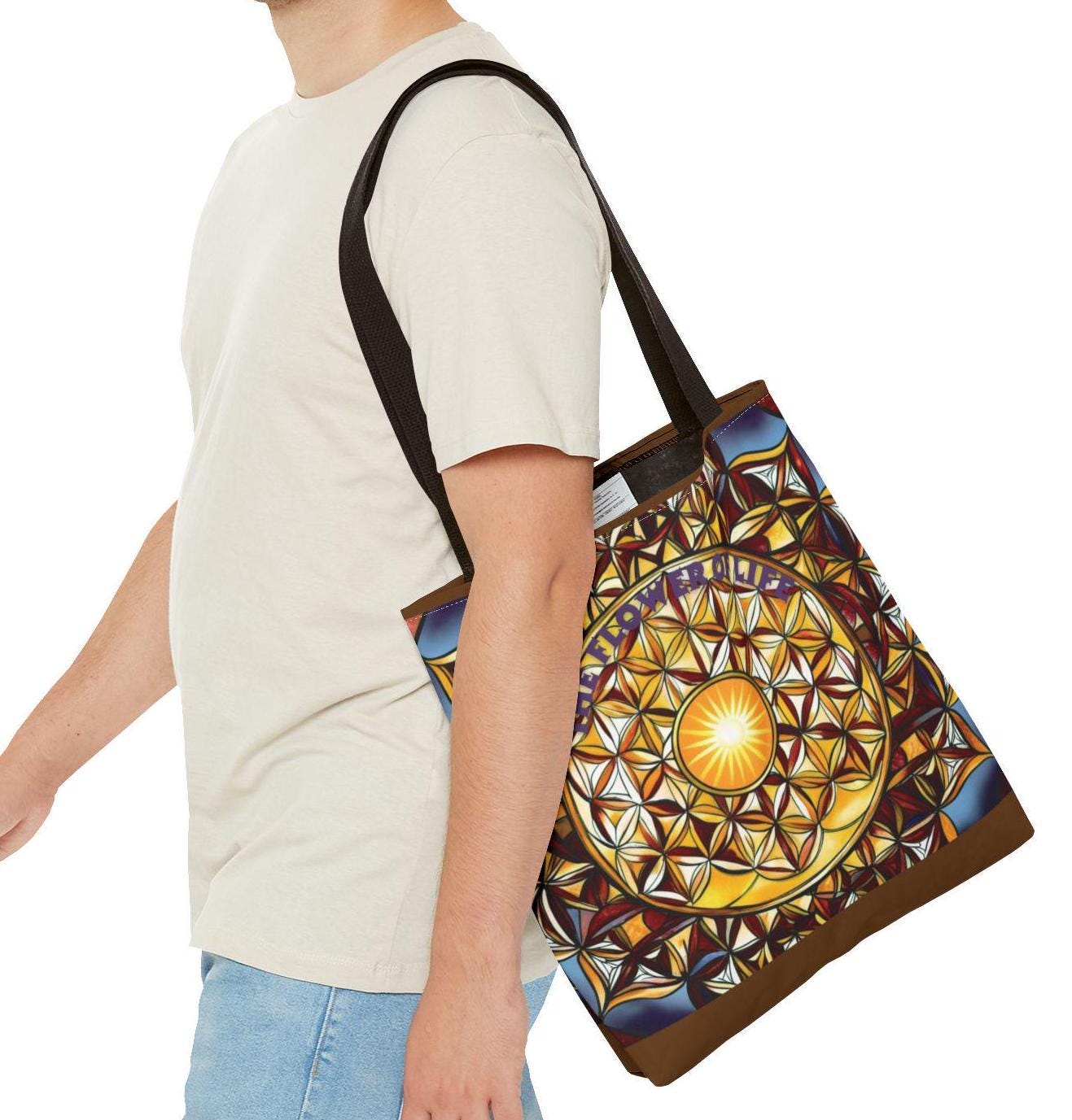 Sacred Geometry Mandala Flower Tote Bag Beautiful Floral Design for ...