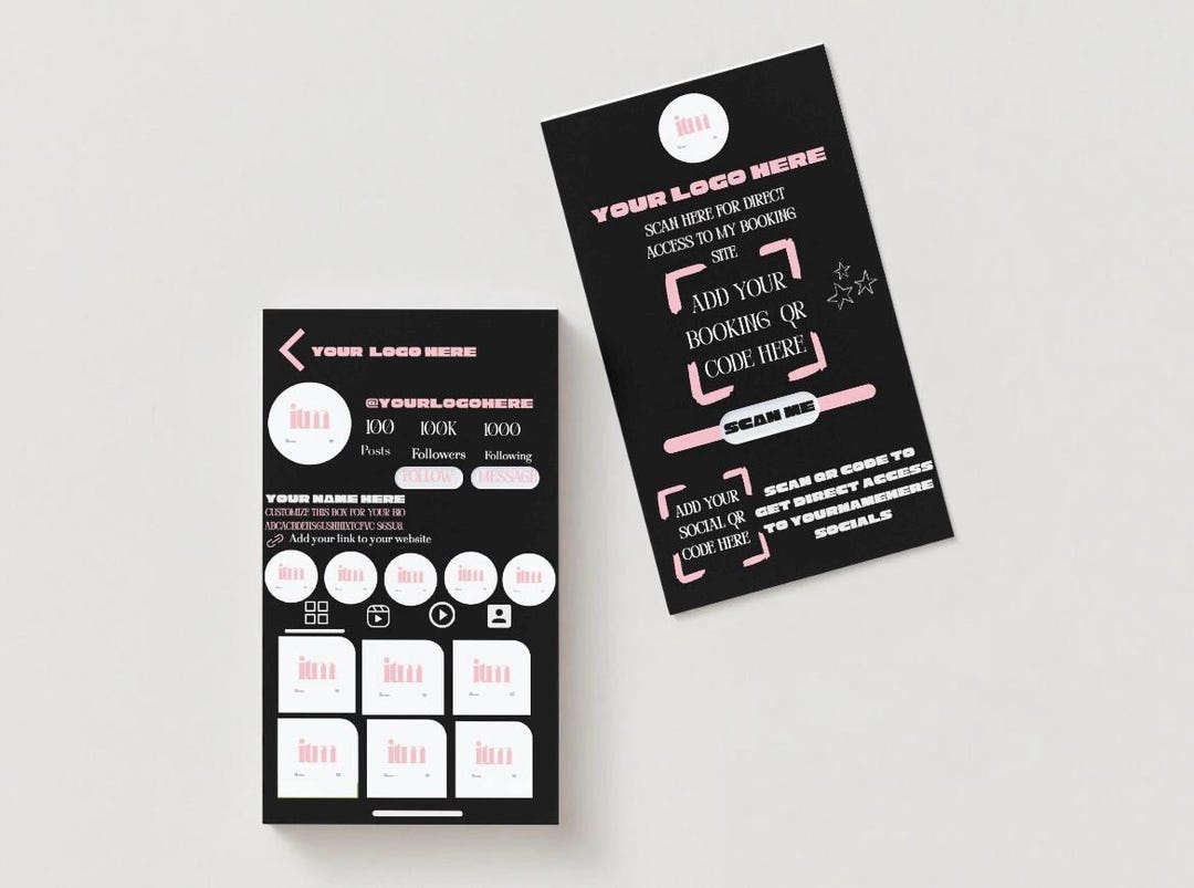 Pink White IG Theme Business Cards - Etsy