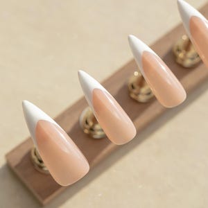 French Tip Stiletto Handmade Press-on Nails French - Etsy