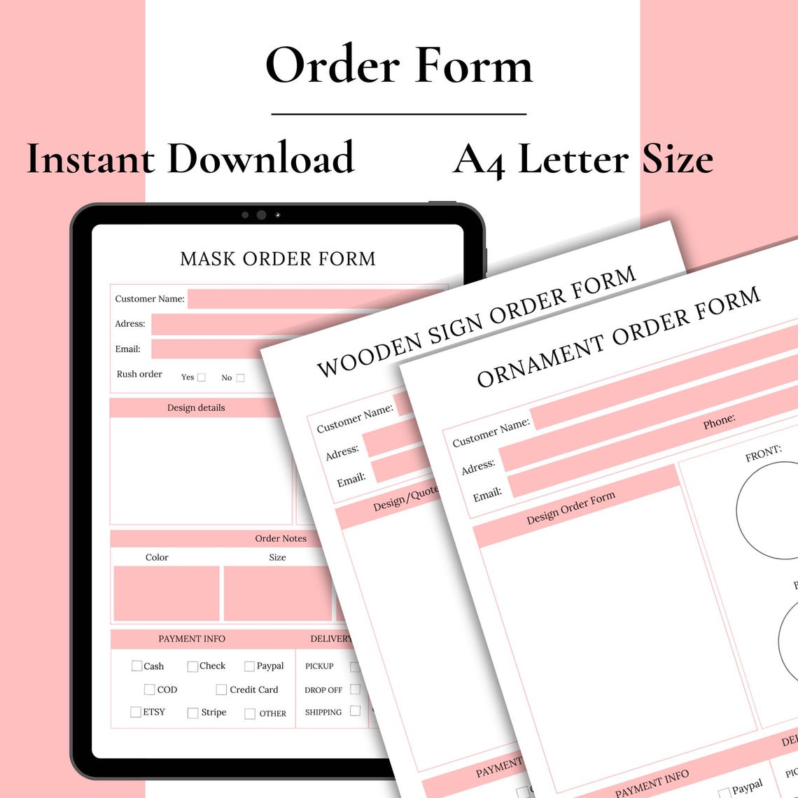 Printable Order Forms Bundle, Order Form Template Printable, Printable ...