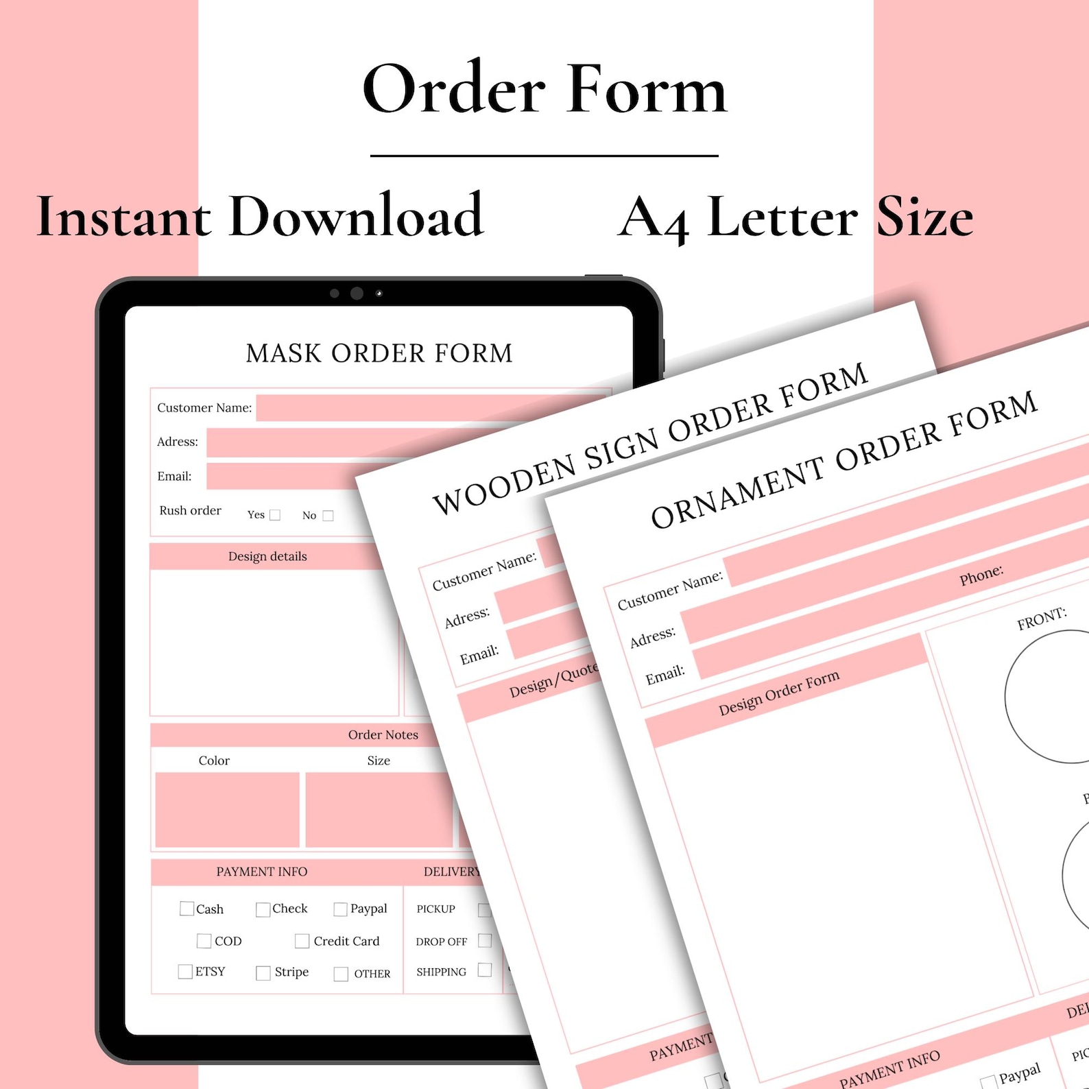 Printable Order Forms Bundle, Order Form Template Printable, Printable ...