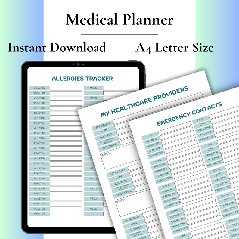 Medical Log, Medical Binder, Medical Planner Bundle Printable, Medical ...