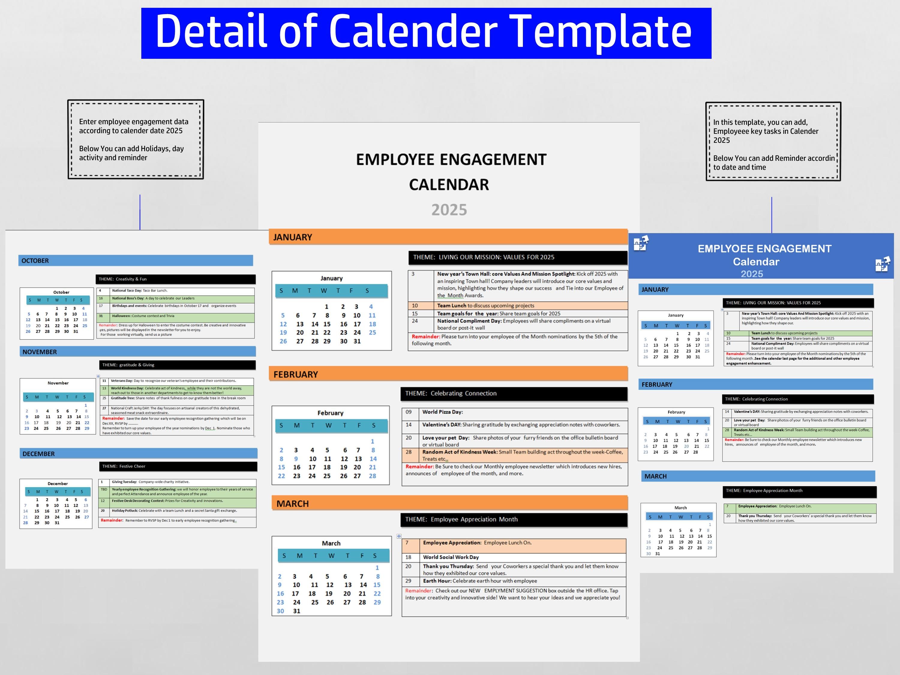 Employee Engagement Calendar Template 2025 | Employee Engagement ...