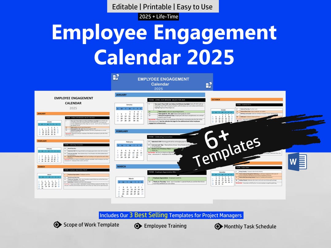 Employee Engagement Calendar Template 2025 | Employee Engagement ...