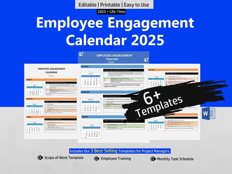 Employee Engagement Calendar Template 2025 | Employee Engagement ...