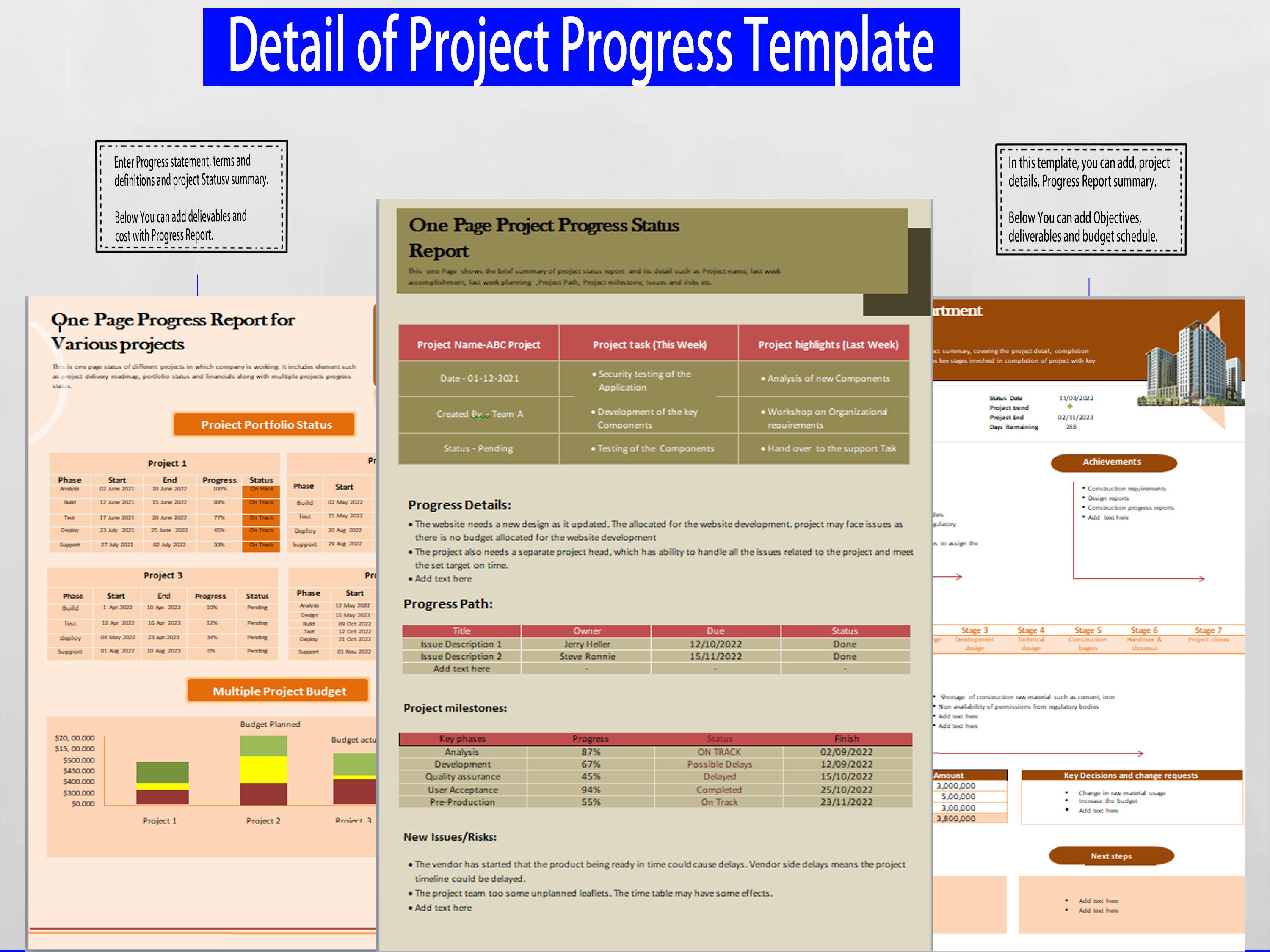 Project Progress Report Template | Progress Report Template | Project ...