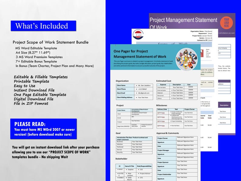 Scope of Work Template | Project Management | Statement of Work ...