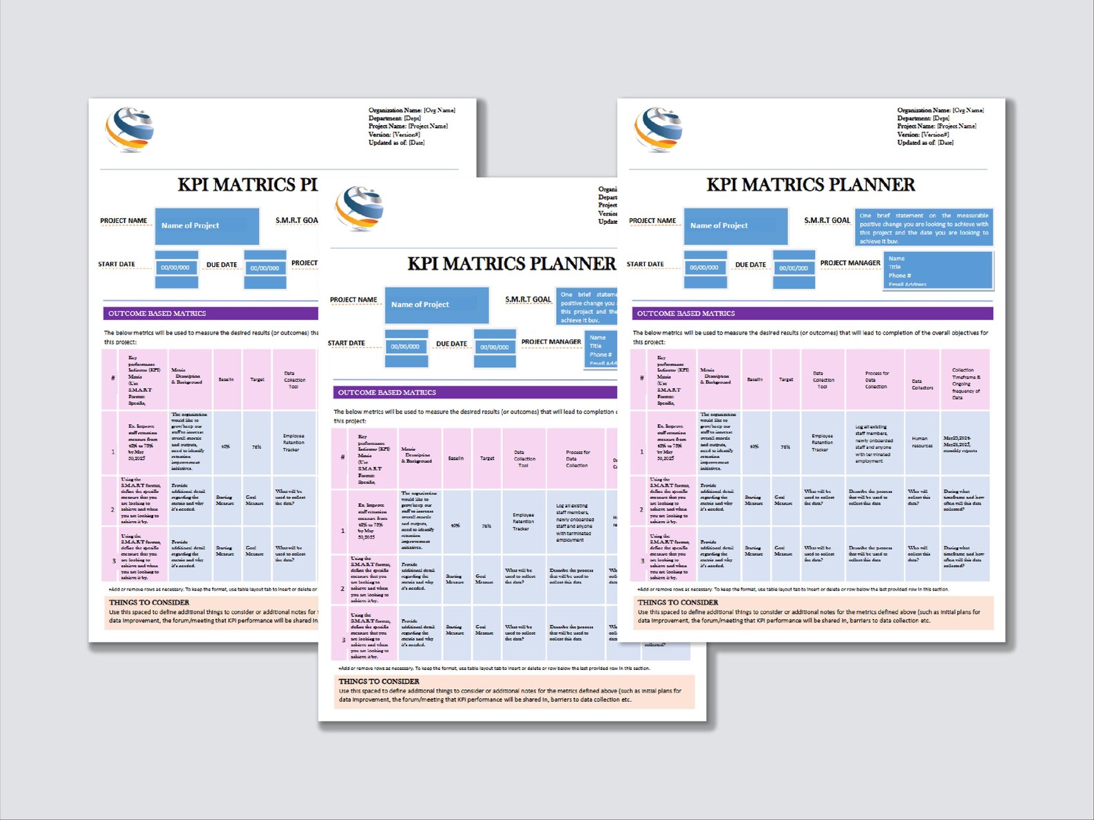 KPI Planner Template Metrics Planner Template Project Management MS ...