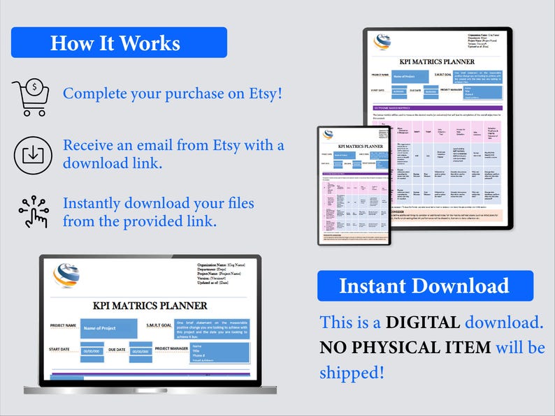 KPI Planner Template Metrics Planner Template Project Management MS ...