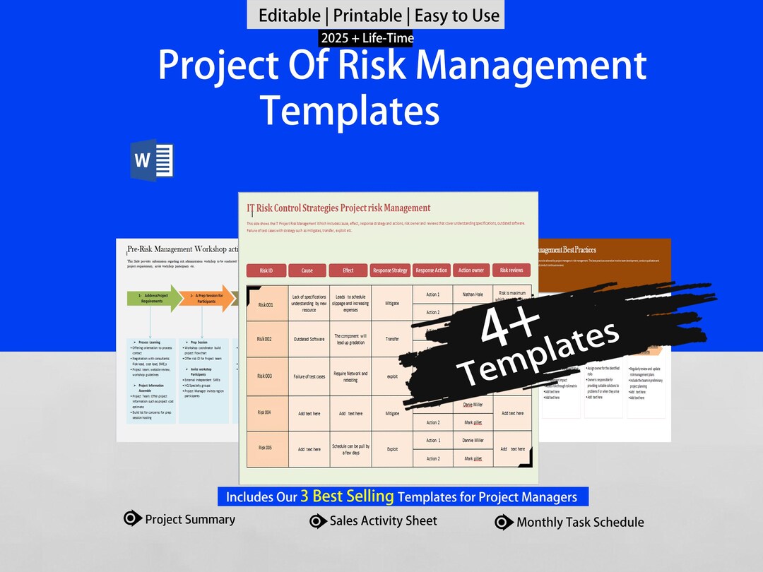 Risk Management Template | Risk Assessment Log | Risk Response | Risk ...