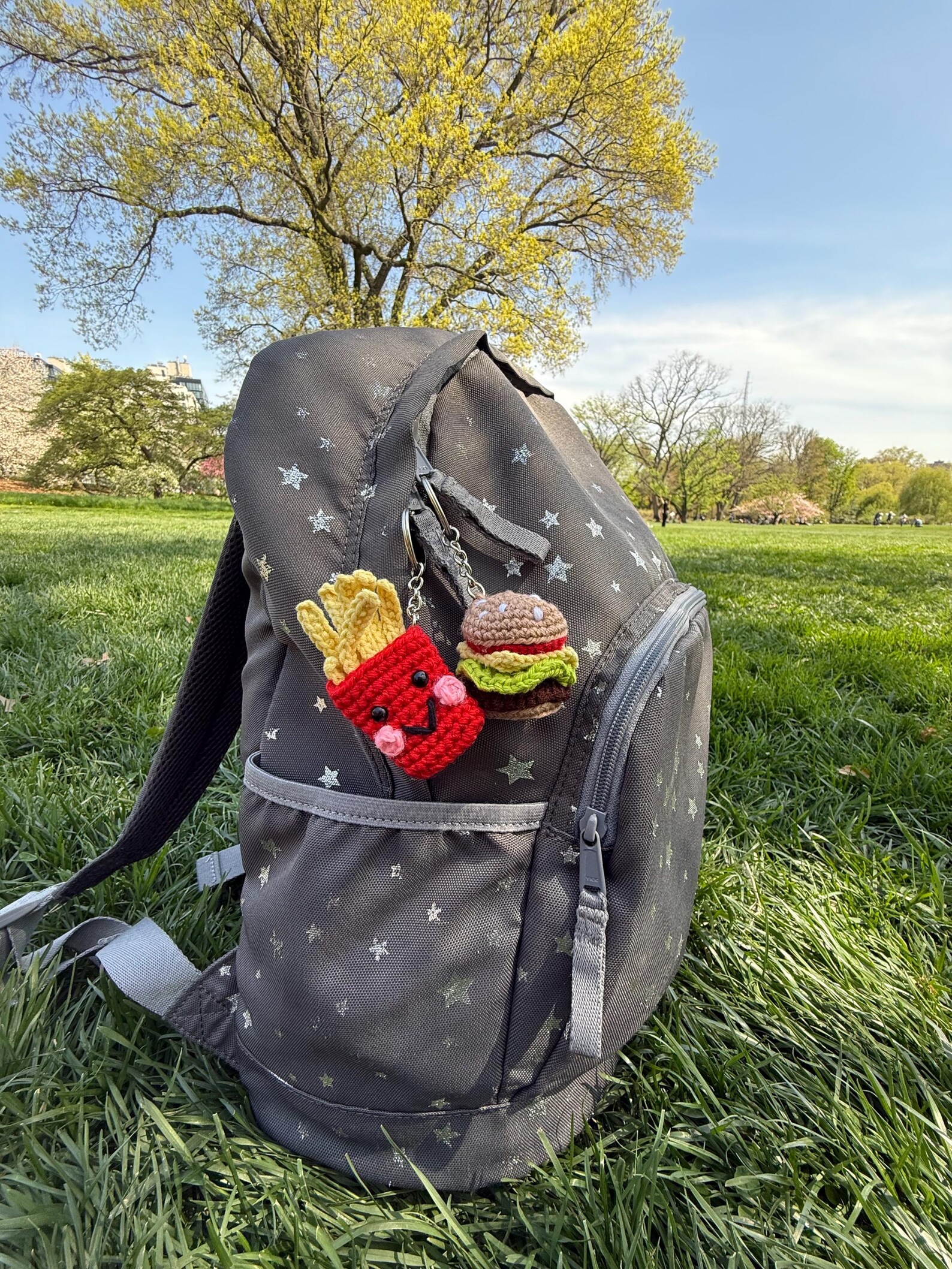Mini Crochet Burger and Fries Keychains | Keychain in Pairs | Handmade ...