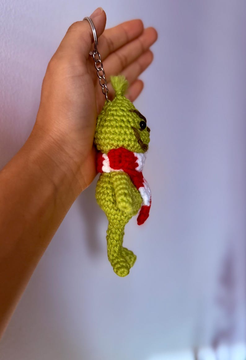 Grinch Inspired Crochet Keychain or Car Hanger | Handmade Christmas ...