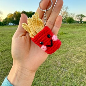 Mini Crochet Burger and Fries Keychains | Keychain in Pairs | Handmade ...