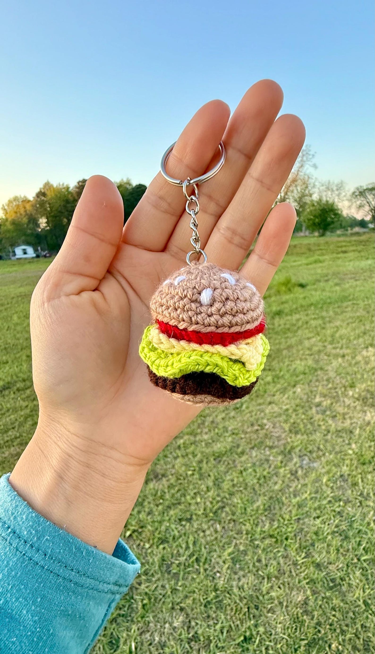Mini Crochet Burger and Fries Keychains | Keychain in Pairs | Handmade ...