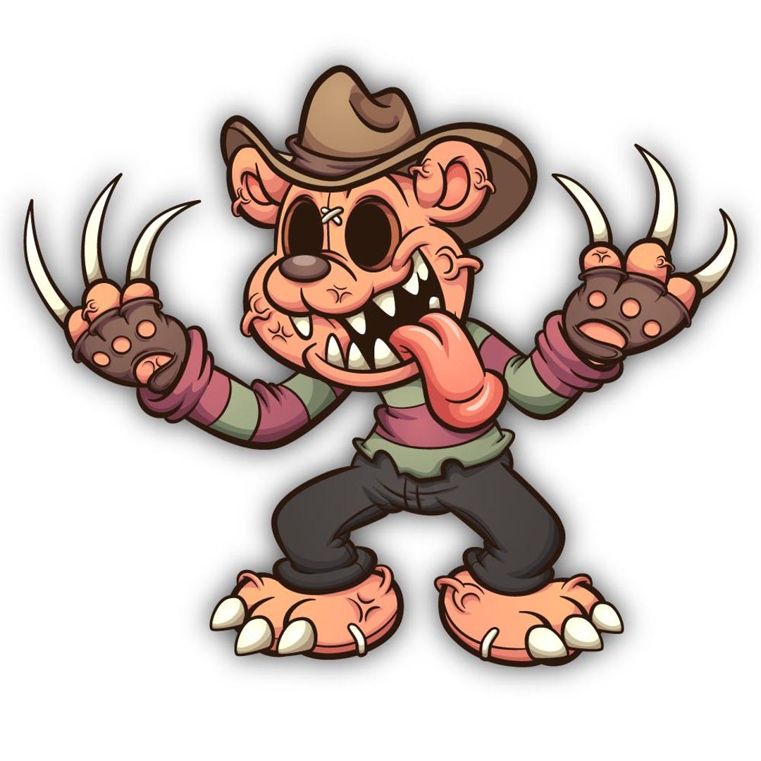 Freddy Teddy Claws Out Cut to Shape Vinyl Matte Sticker - Etsy