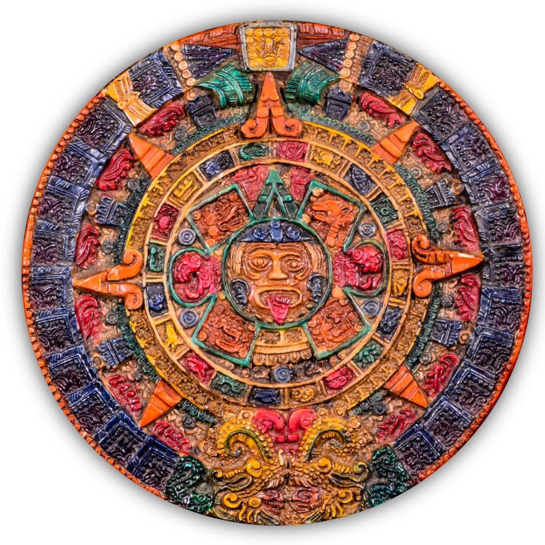 Mayan Calendar Color Art Vinyl Sticker Cut to Shape (culture, Pegatina ...