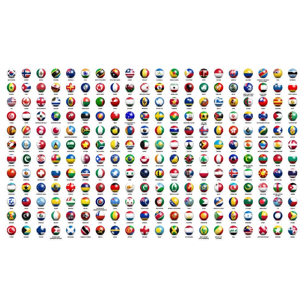 Sheet of 240 National World Flags Soccer Ball Shaped .50" Vinyl ...