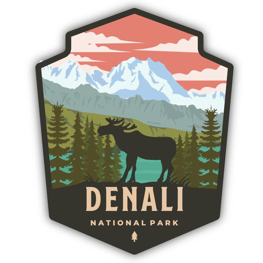 Denali National Park Emblem Art Vinyl Bumper Sticker: Laptop, Truck ...