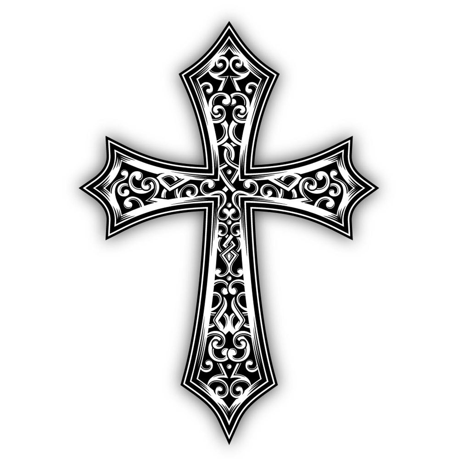 Ornamental Christian Cross Vinyl Sticker Cut to Shape - Etsy