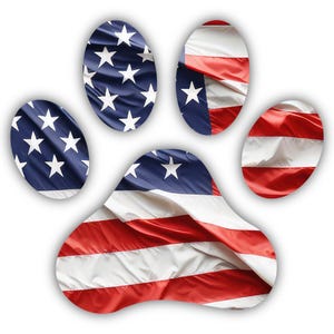 American Flag Waving Dog Paw Shape Vinyl Sticker Cut to Shape ...