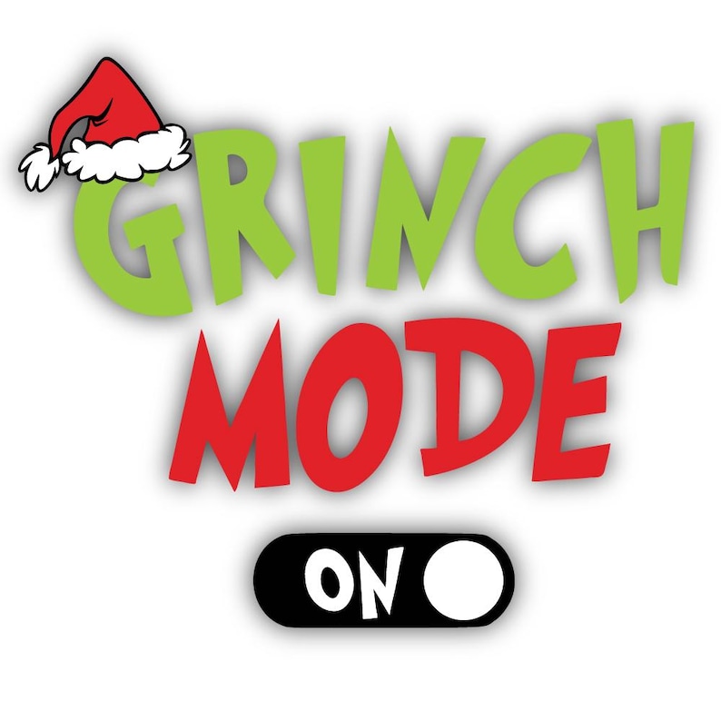 Grinch Mode on Santa Hat Cut to Shape Vinyl Sticker ( Christmas, Love ...