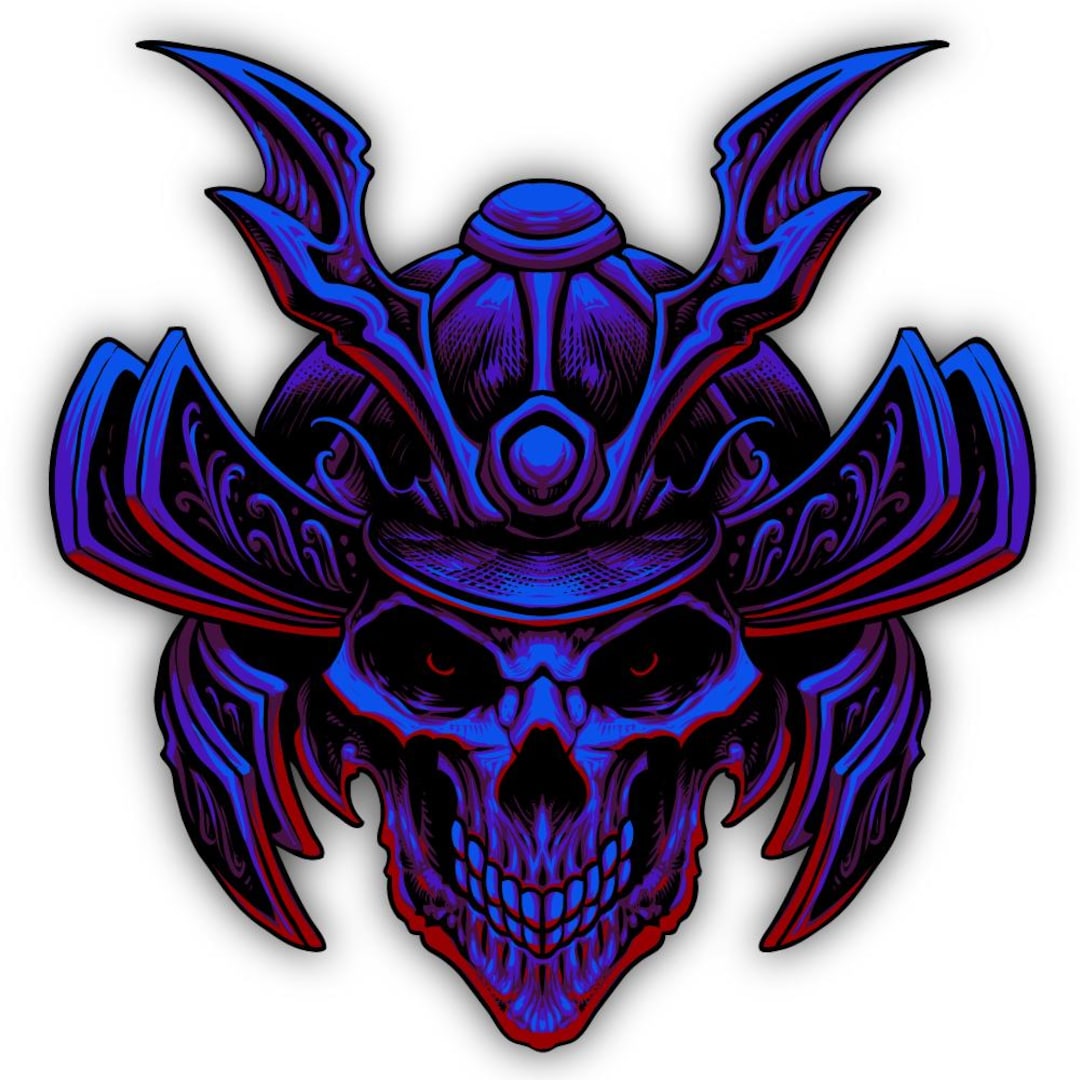 Japanese Samurai Skull Mask Shape Vinyl Sticker Cut to Shape ( Japanese ...