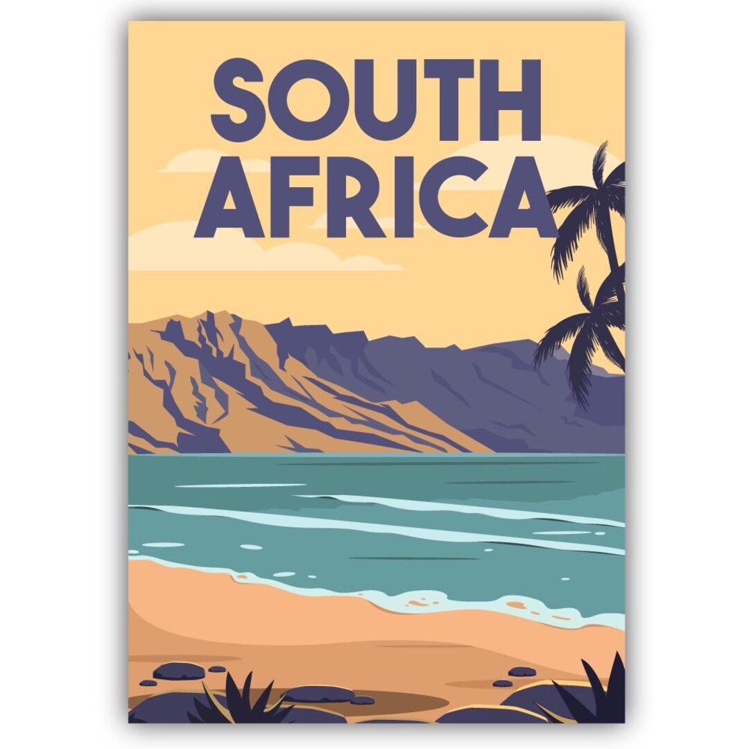 South Africa Vintage Poster Travel Art Vinyl Sticker - Etsy