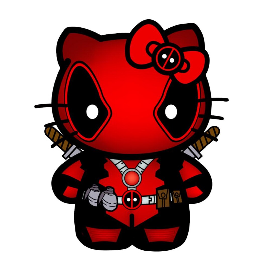 Hello Kitty Deadpool Costume Shaped Vinyl Matte Sticker Cut to Shape ...