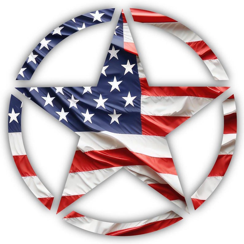 Freedom Star Waving American Flag Realistic Vinyl Sticker Cut to Shape ...