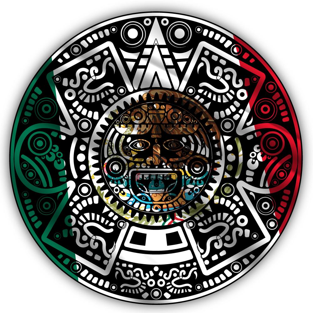 Aztec Calendar Mexico Flag Shaped Vinyl Sticker Cut to Shape (culture ...