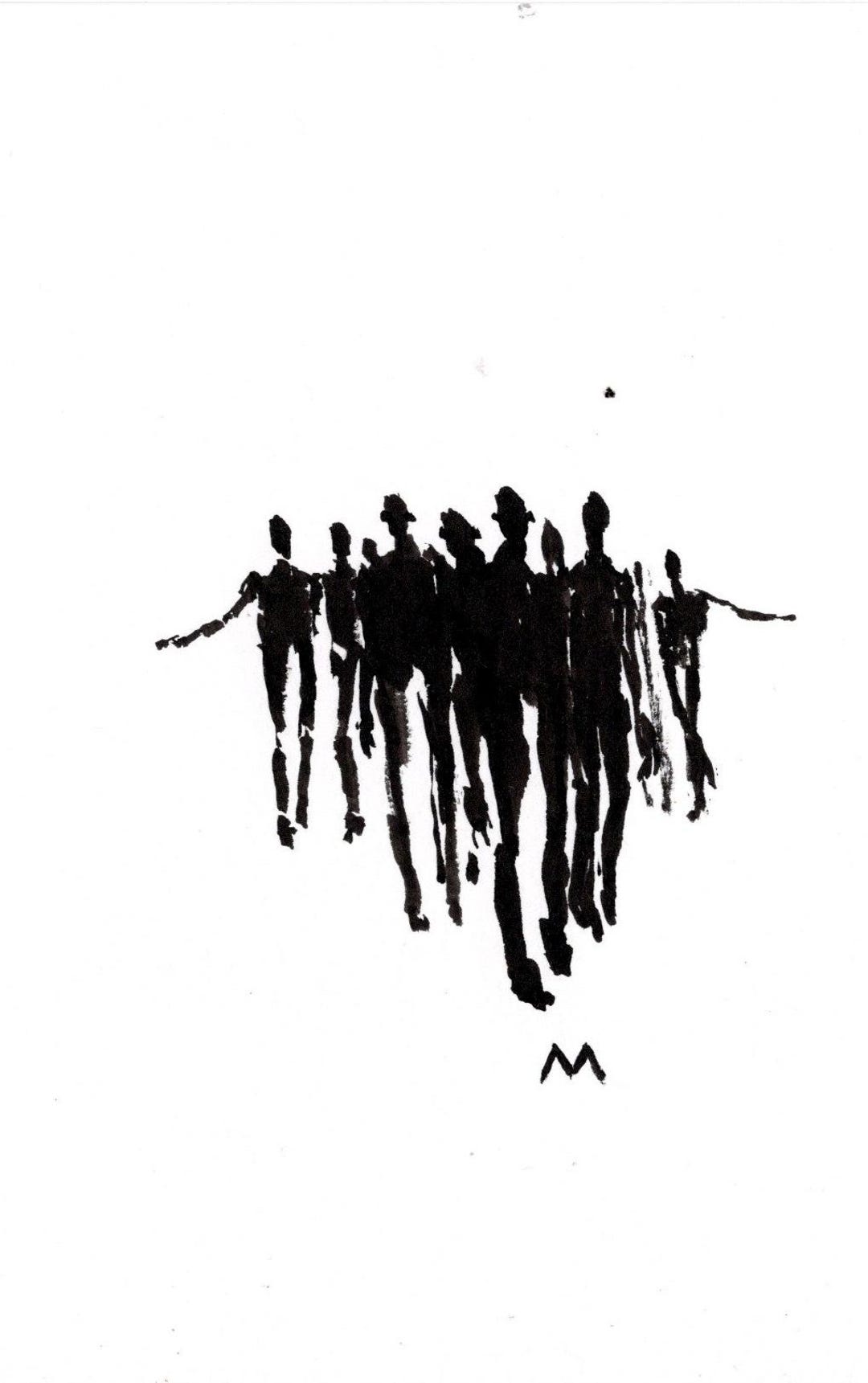 Original Signed Sumi Ink Drawing on Paper; UNTITLED: " Xxiv Studies, No ...