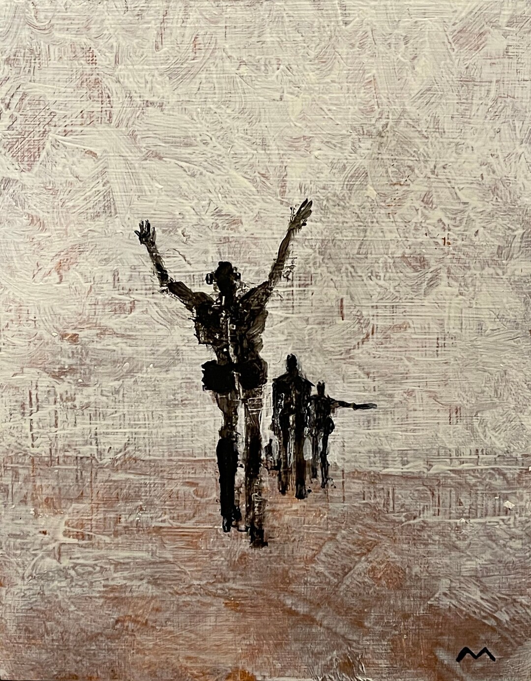 Original Rare Surrealist Oil Painting on Wood Panel: UNTITLED ; Through ...