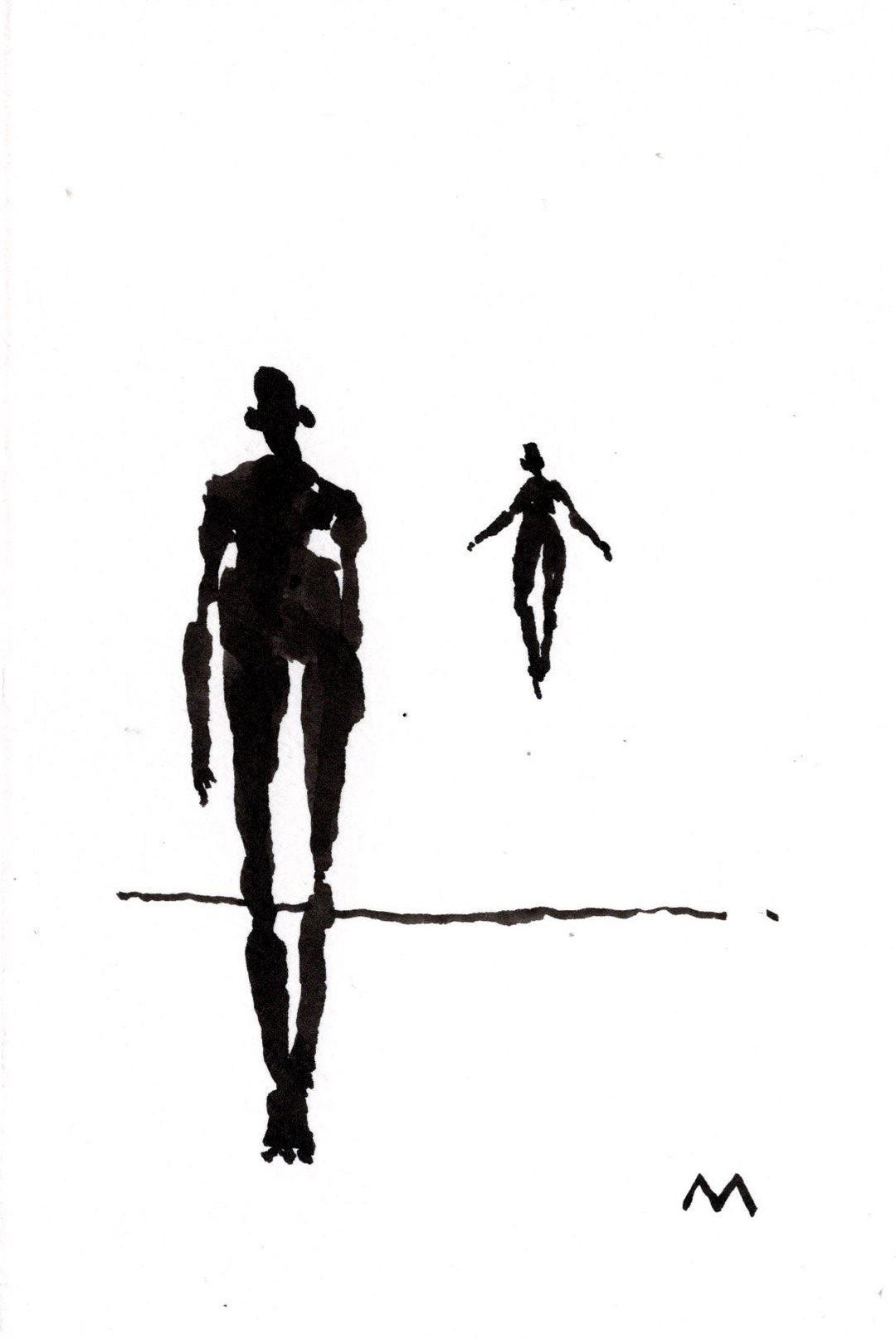Original Signed Sumi Ink Drawing on Paper; UNTITLED: " Xxiv Studies, No ...
