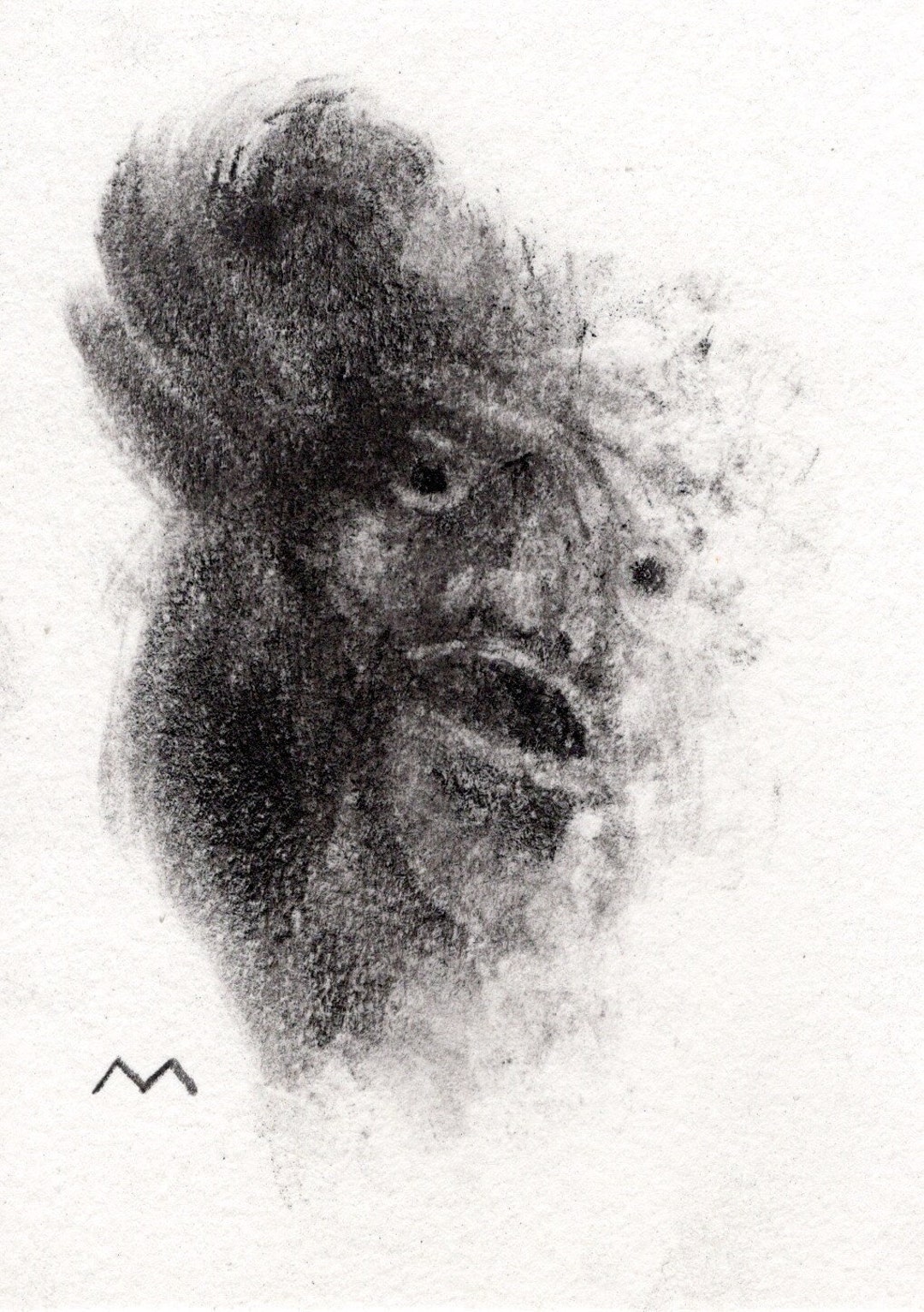 Original Expressionist, Surrealist Graphite Drawing on Watercolor Paper ...