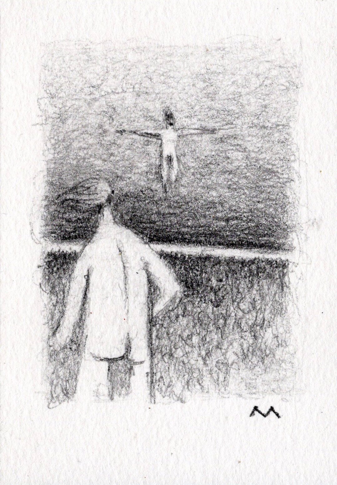 Original Expressionist, Surrealist Graphite Drawing on Watercolor Paper ...