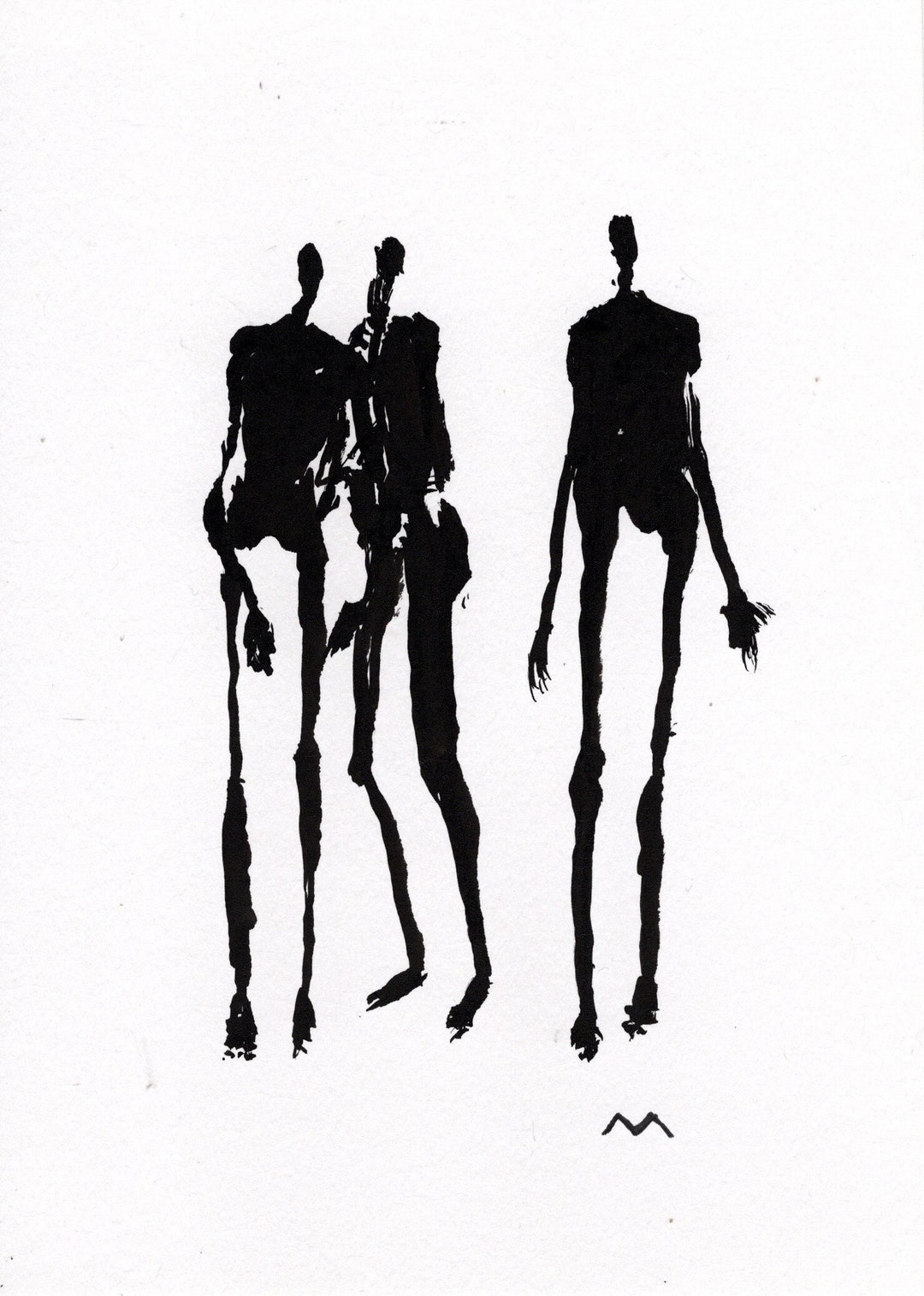 Original Signed Sumi Ink Brush Painting on Paper; UNTITLED: " Xxiii ...