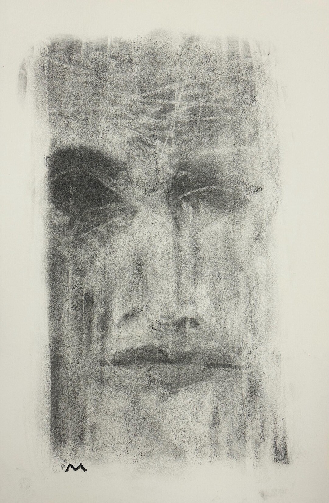 Original Expressionist, Surrealist Charcoal Drawing on Watercolor Paper ...