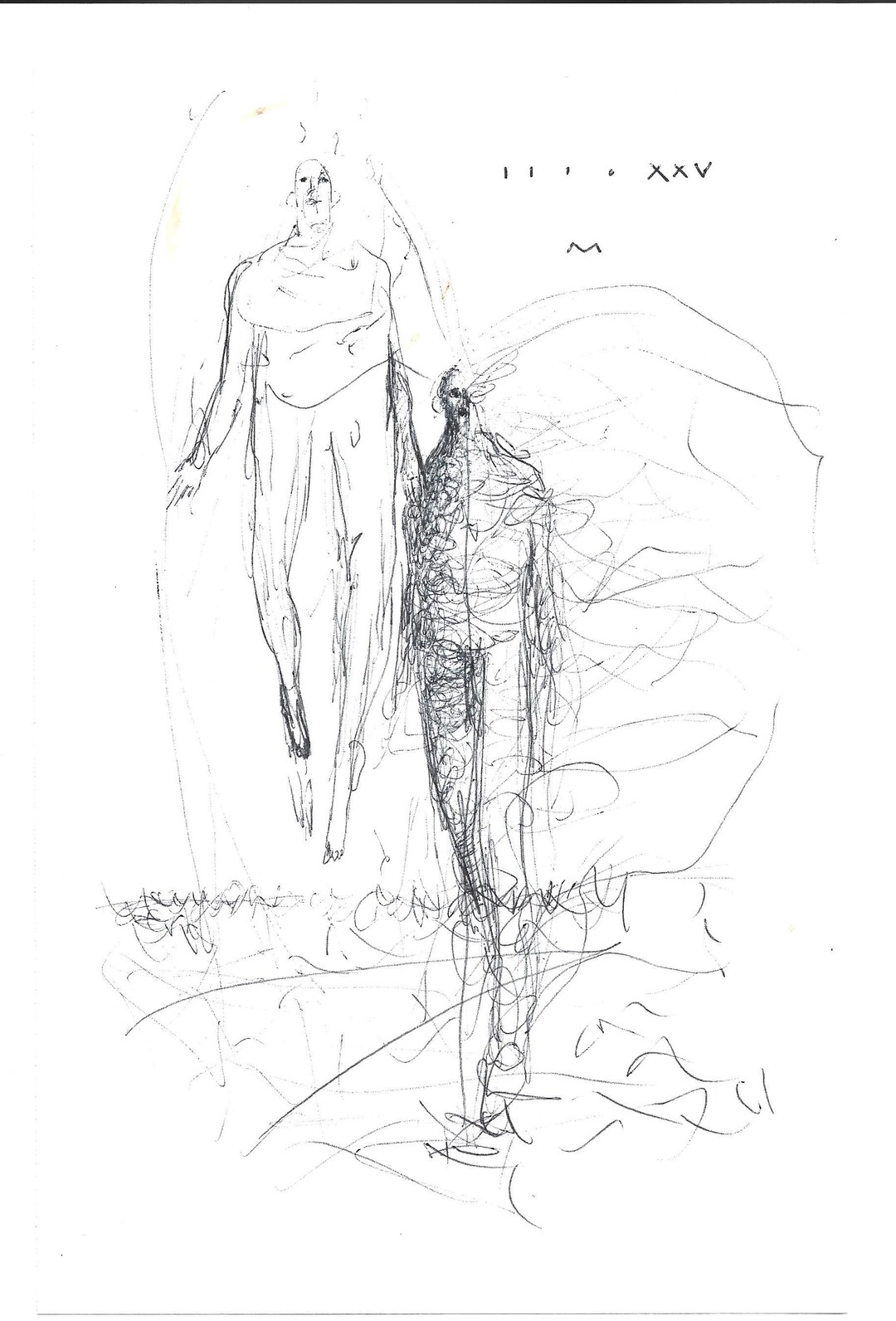 Original Signed Ball Point Pen Sketch on Sketchbook Paper; UNTITLED ...