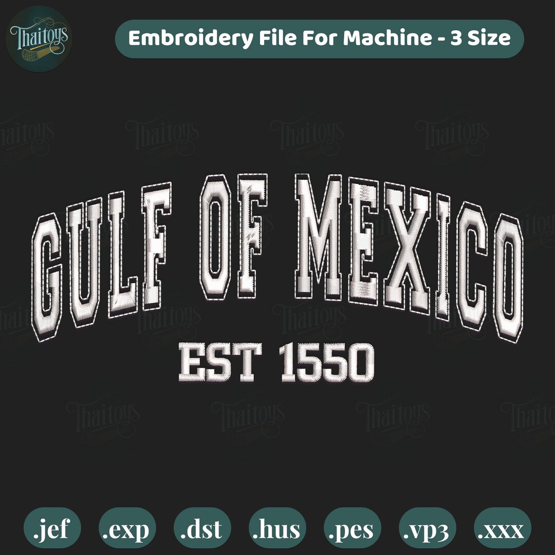Gulf of Mexico Embroidery Design, Gulf Coast Embroidery, Texas Alabama ...