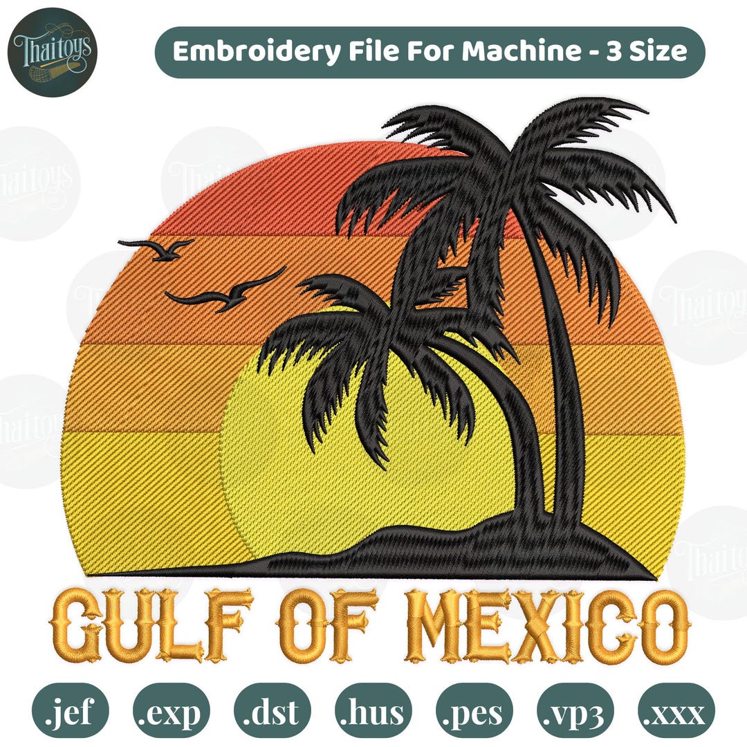 Gulf of Mexico Embroidery Design, Gulf Coast Embroidery, Texas Alabama ...